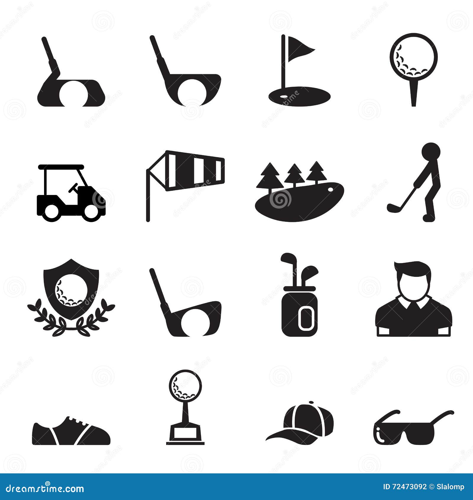 Golf icon set stock vector. Illustration of field, club - 72473092