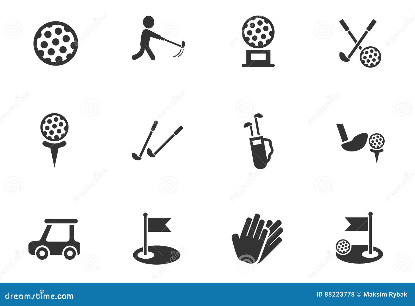 Golf icon set stock vector. Illustration of green, caddy - 88223778