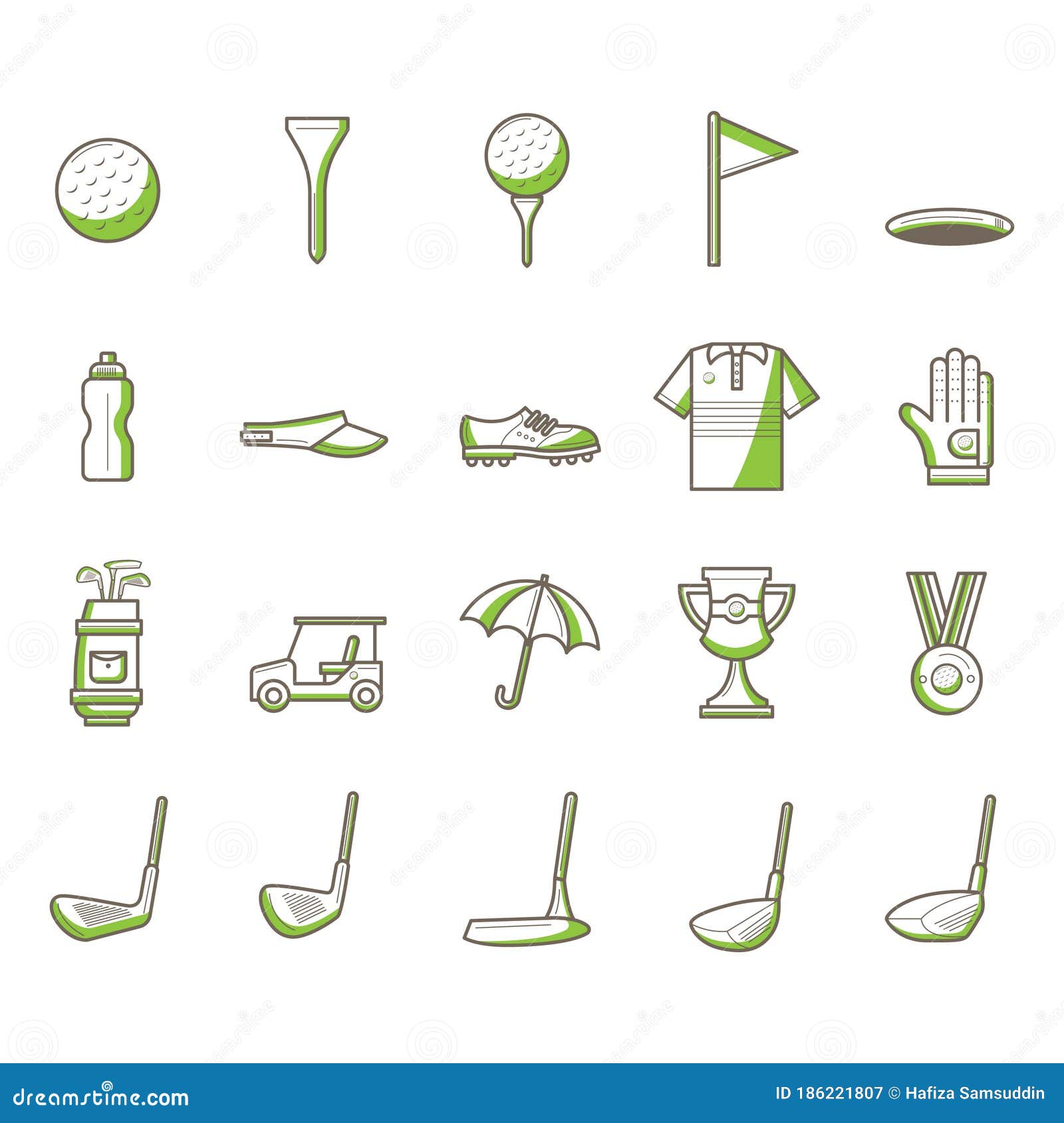 Golf Icons Collection. Vector Illustration Decorative Design Stock ...