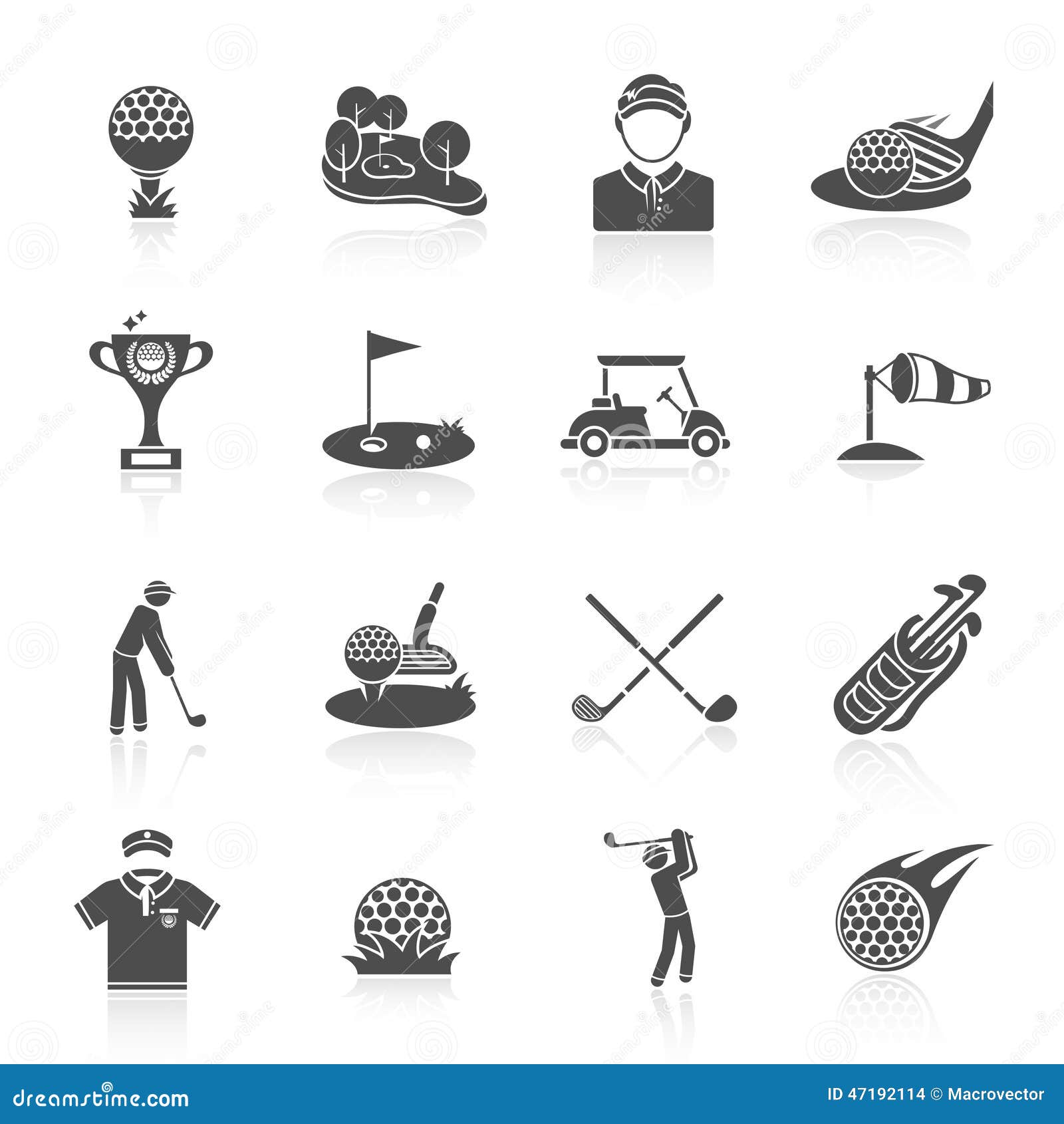 Golf icons set black stock vector. Illustration of flag - 47192114