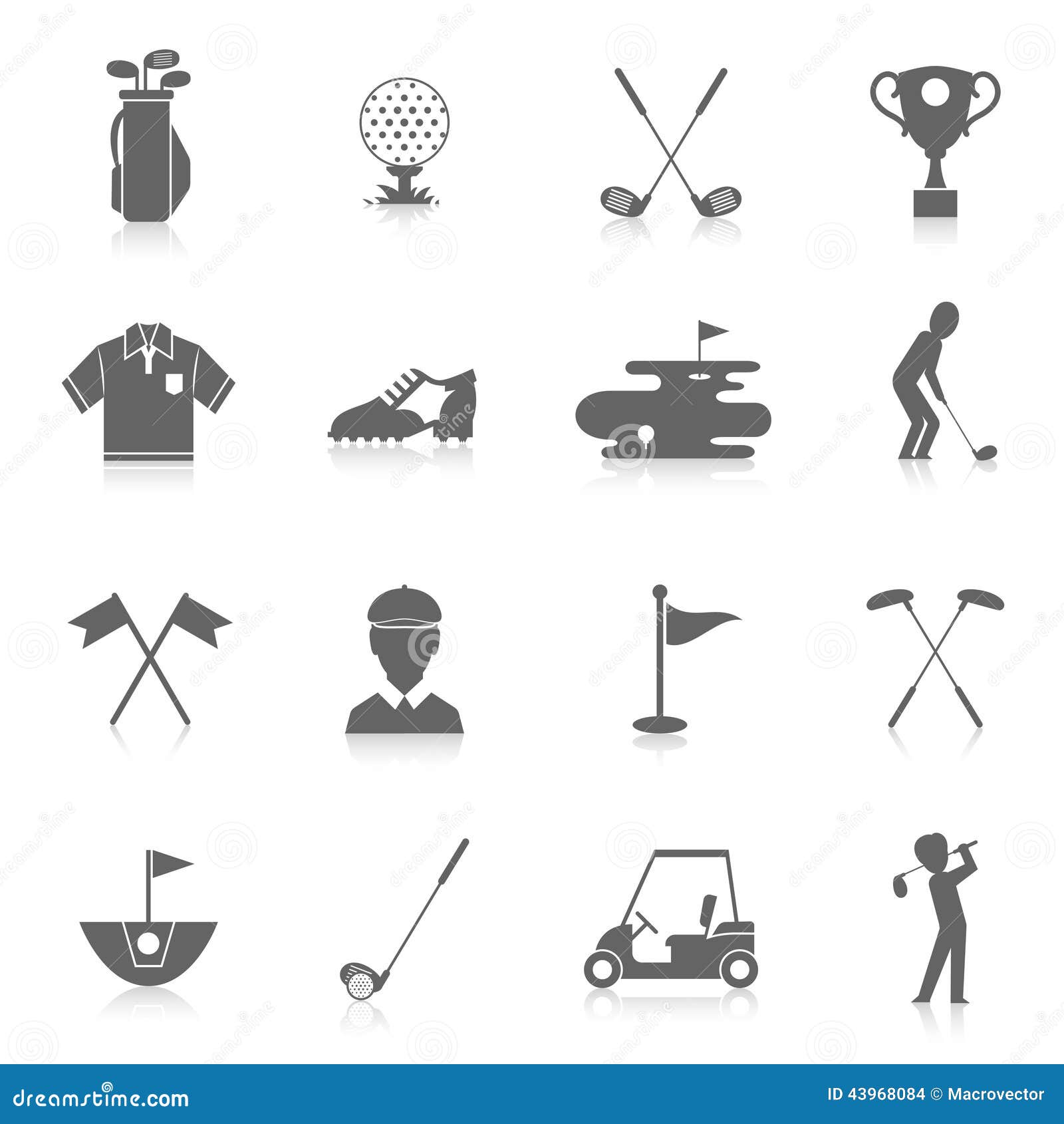 Golf icons set stock vector. Illustration of golf, game - 43968084