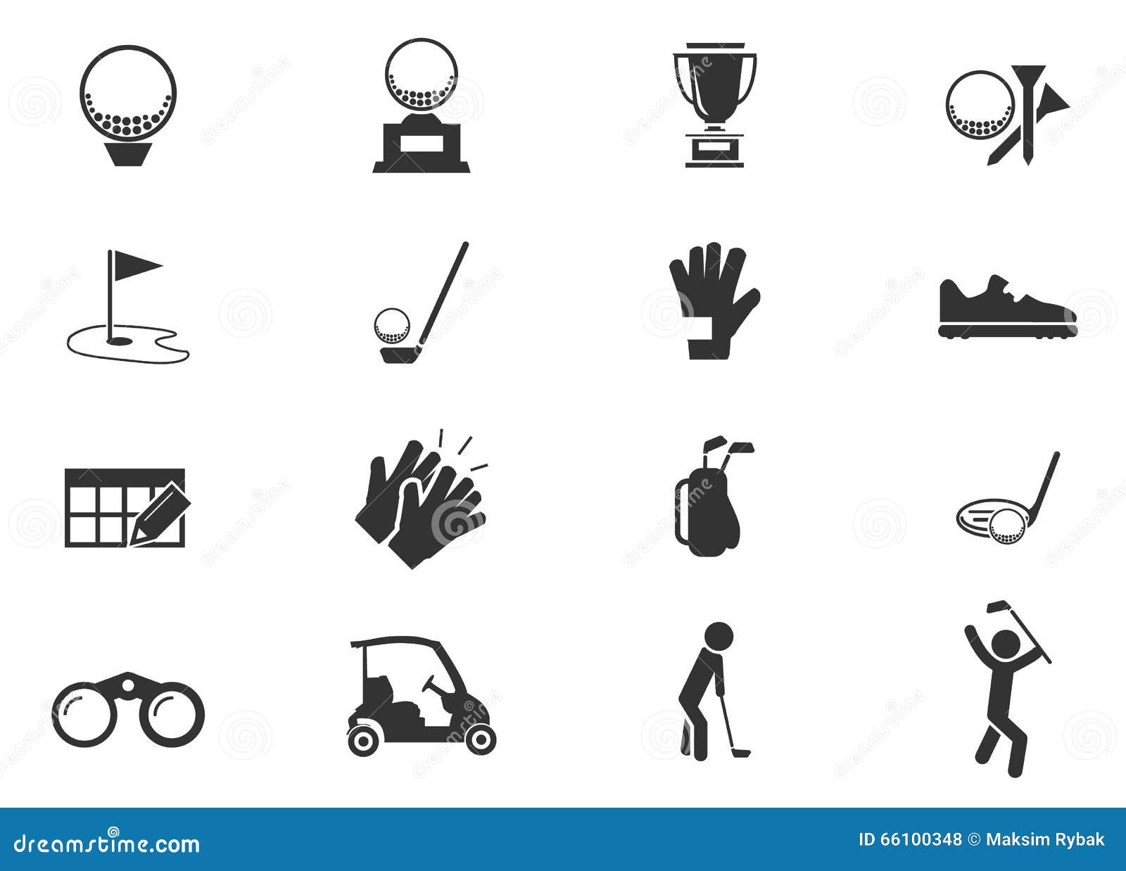 Golf icons set stock vector. Illustration of hole, swing - 66100348