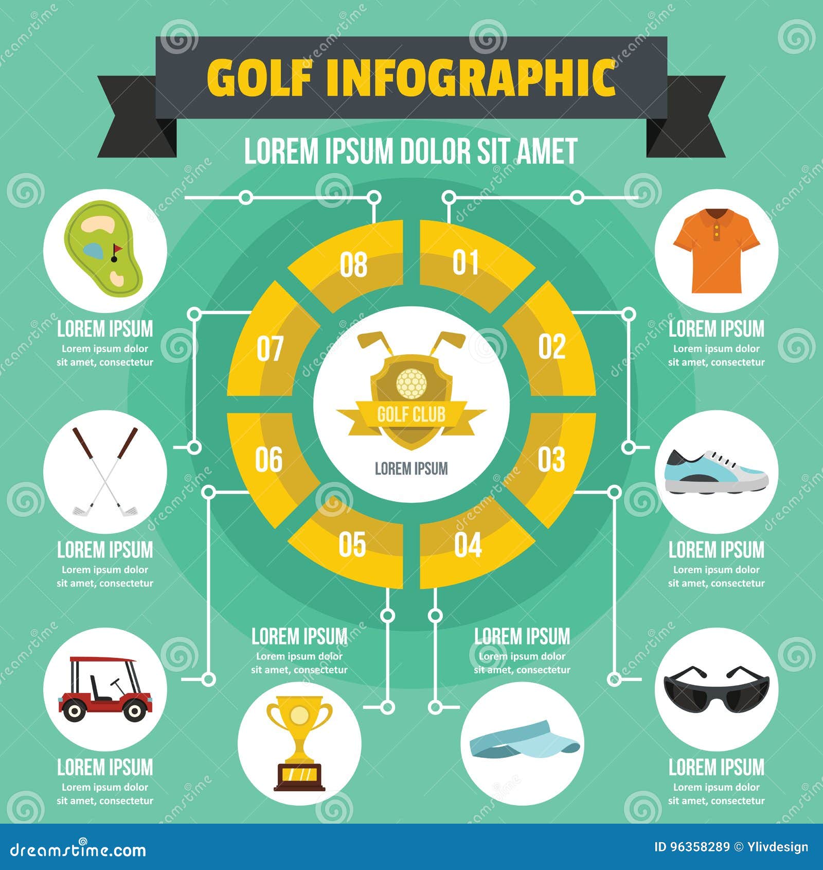 Golf Infographic Concept, Flat Style Stock Vector - Illustration of ...