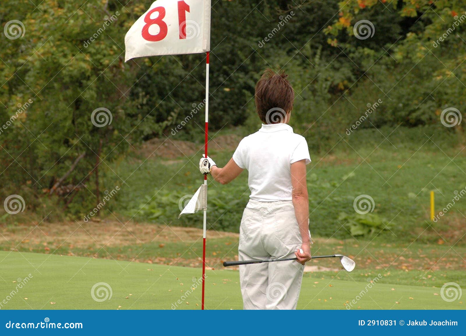Golf lady with flag stock image. Image of golfer, playing - 2910831