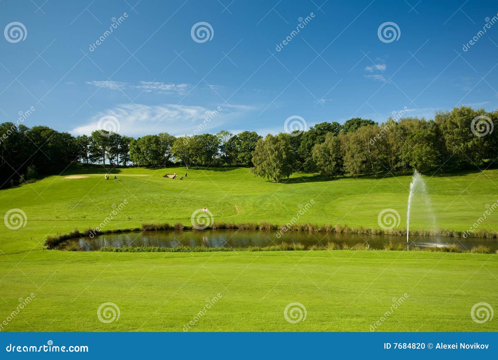 Golf landscape with a pond stock photo. Image of landscape - 7684820