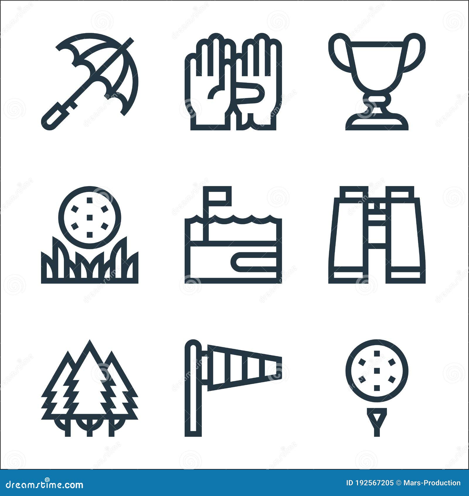 Golf Line And Solid Icon. Golf Ball And Putter Outline Style Pictogram ...