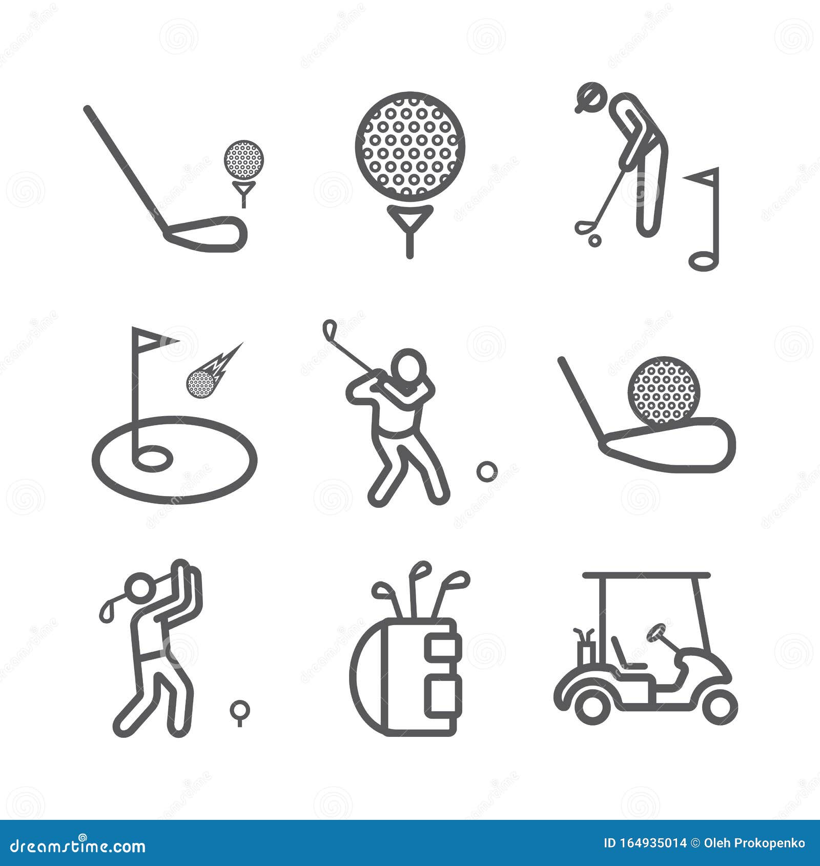 Golf Line Icons. Player. Vector Signs for Web Graphics. Stock Vector ...