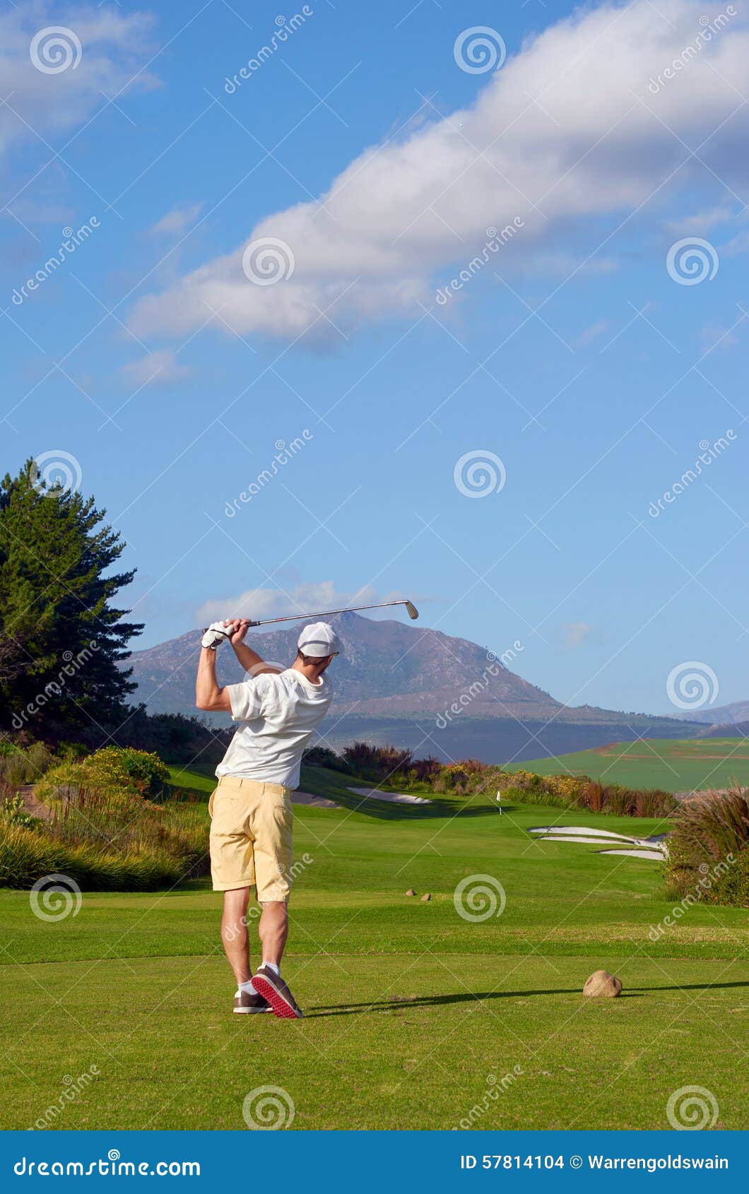 Golf man teeing off stock photo. Image of sport, scenic - 57814104