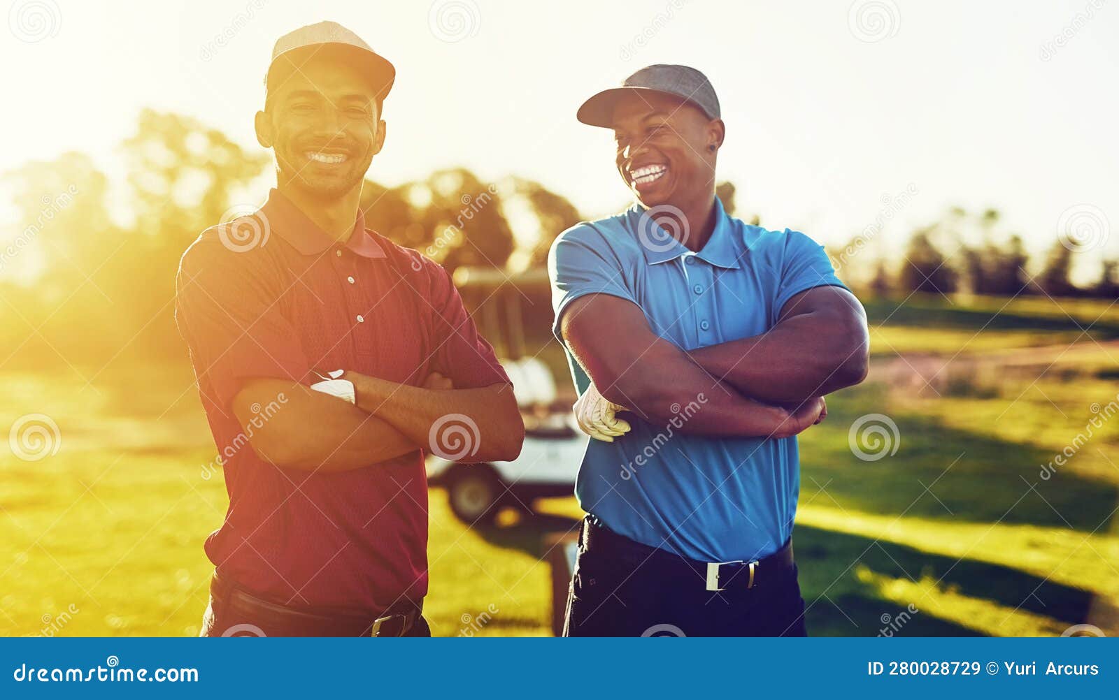 Golf is Our Favorite Course. Two Friends Standing Together on a Golf ...