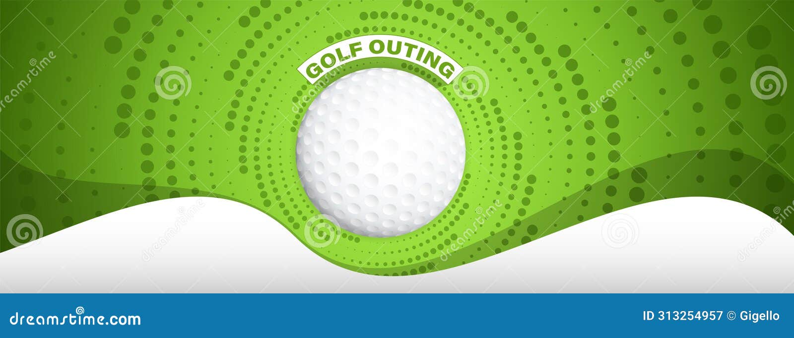 Golf Outing Banner with Golf Ball, Vector Illustration Stock ...