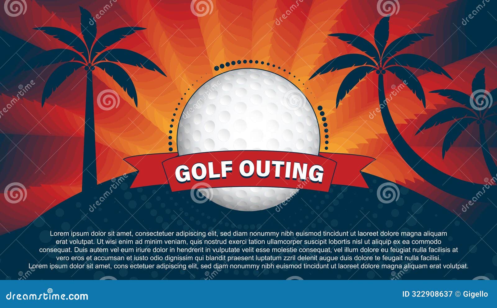 Golf Outing Template Design with Golf Ball, Vector Illustration Stock ...