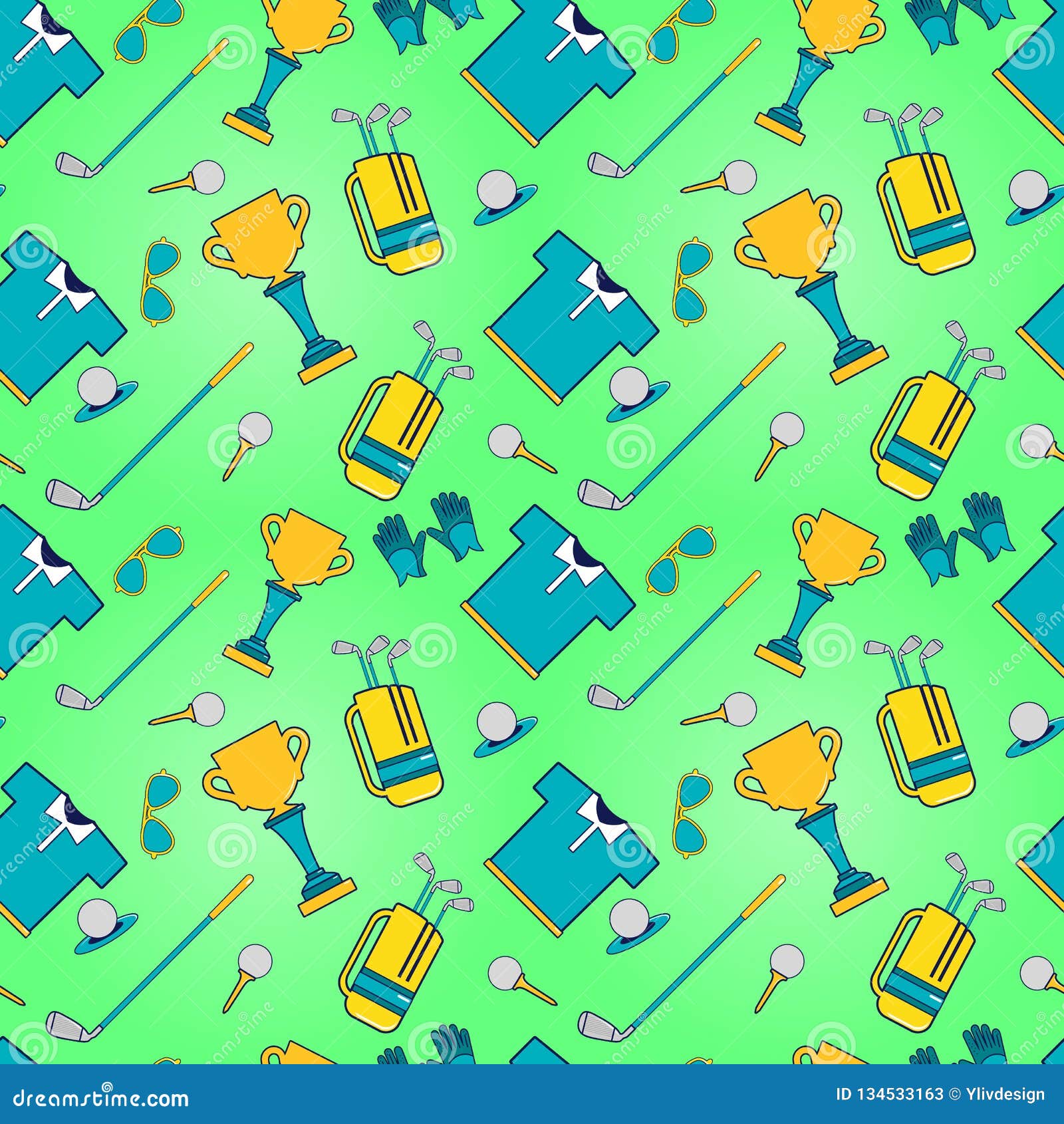 Golf Pattern Seamless, Cartoon Style Stock Vector - Illustration of ...