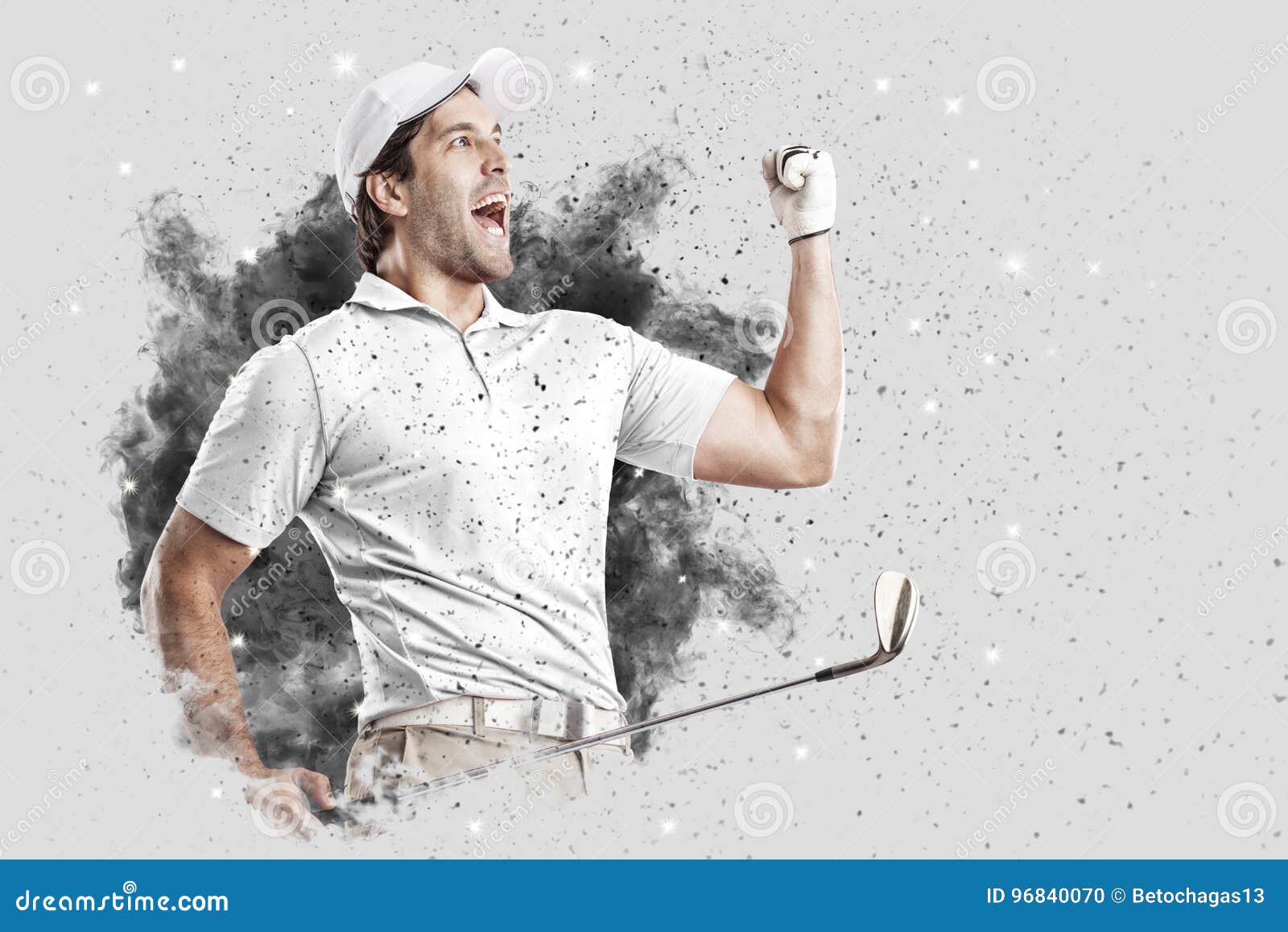 Golf Player Coming Out of a Blast of Smoke Stock Photo - Image of ...
