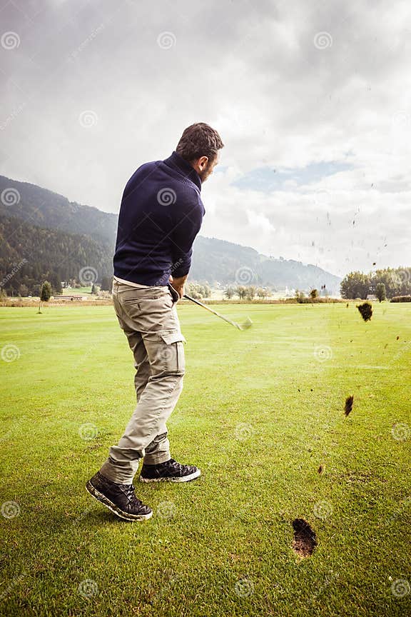 Golf player divot stock photo. Image of male, leisure - 52816820