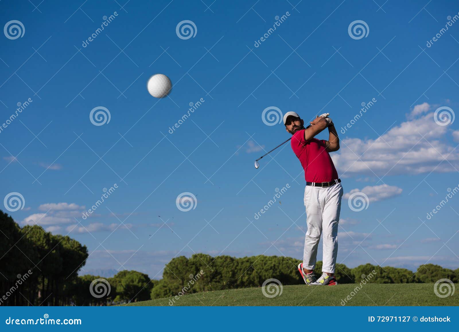 Golf Player Hitting Long Shot Stock Image - Image of fairway, hobby ...