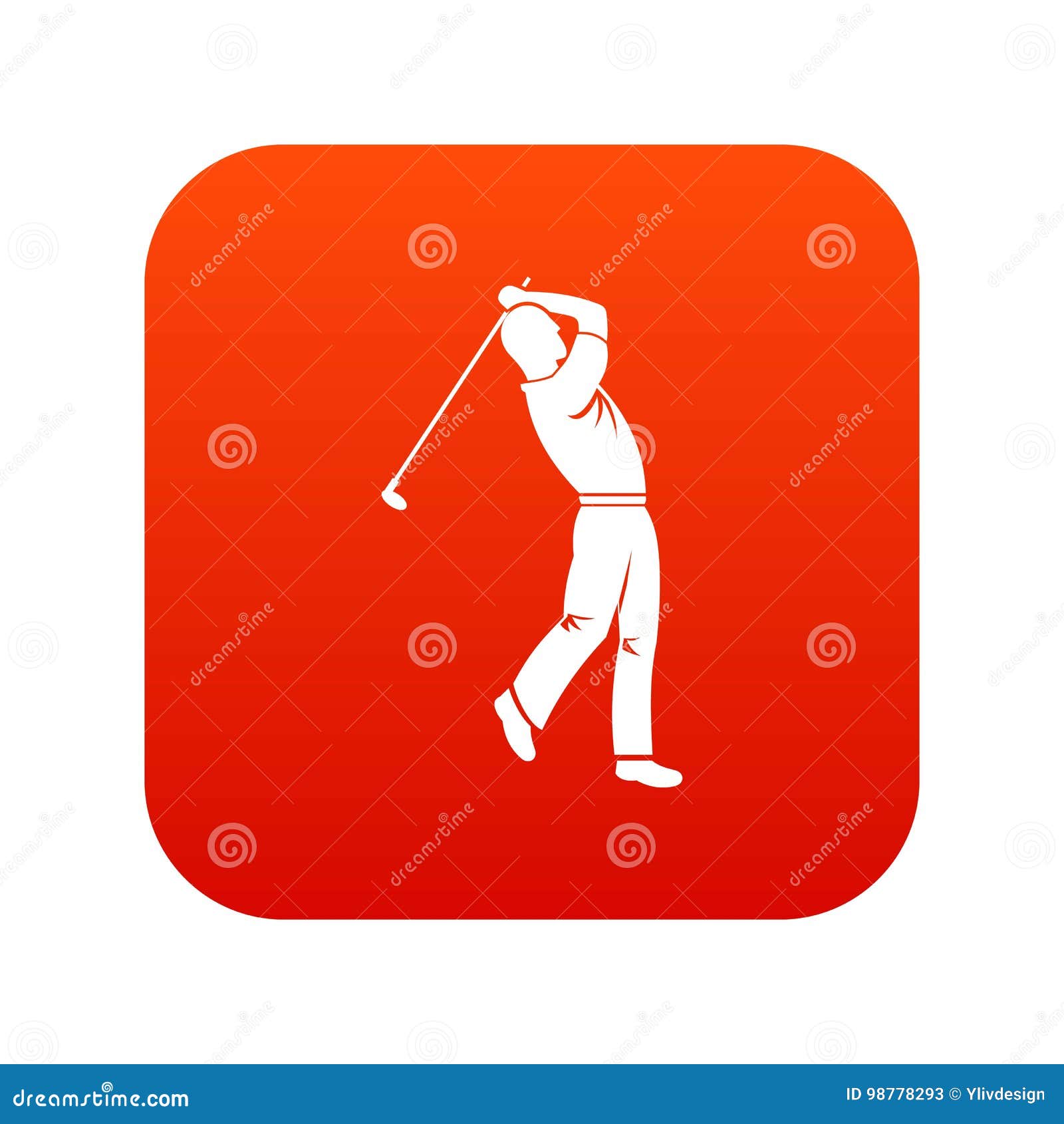Golf Player Icon Digital Red Stock Vector - Illustration of shot ...