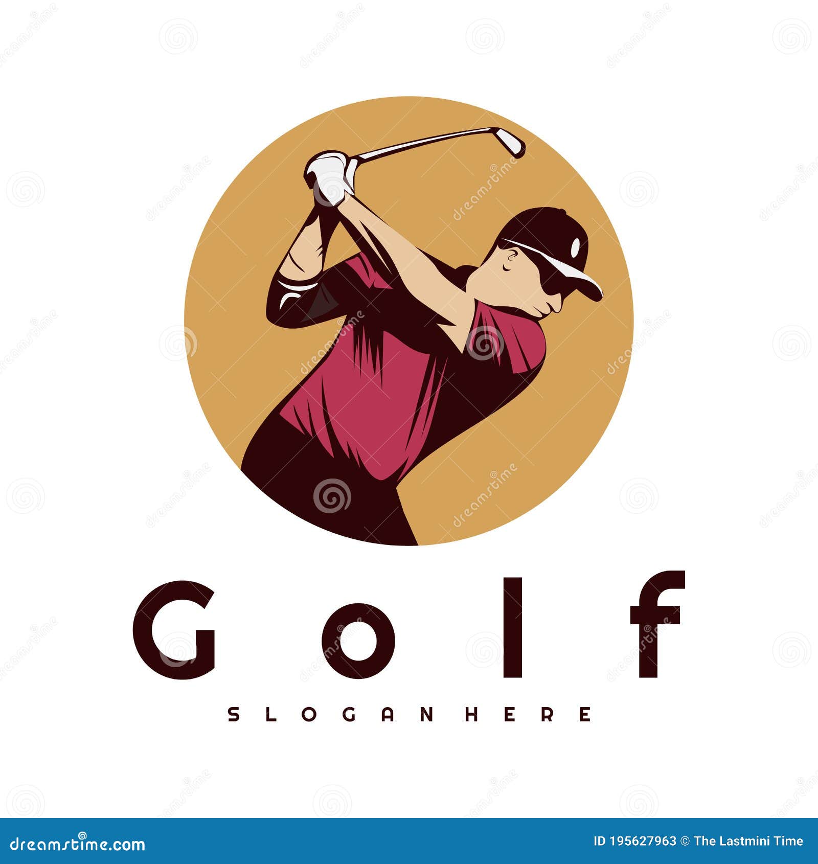 Golf player icon logo stock vector. Illustration of icon - 195627963
