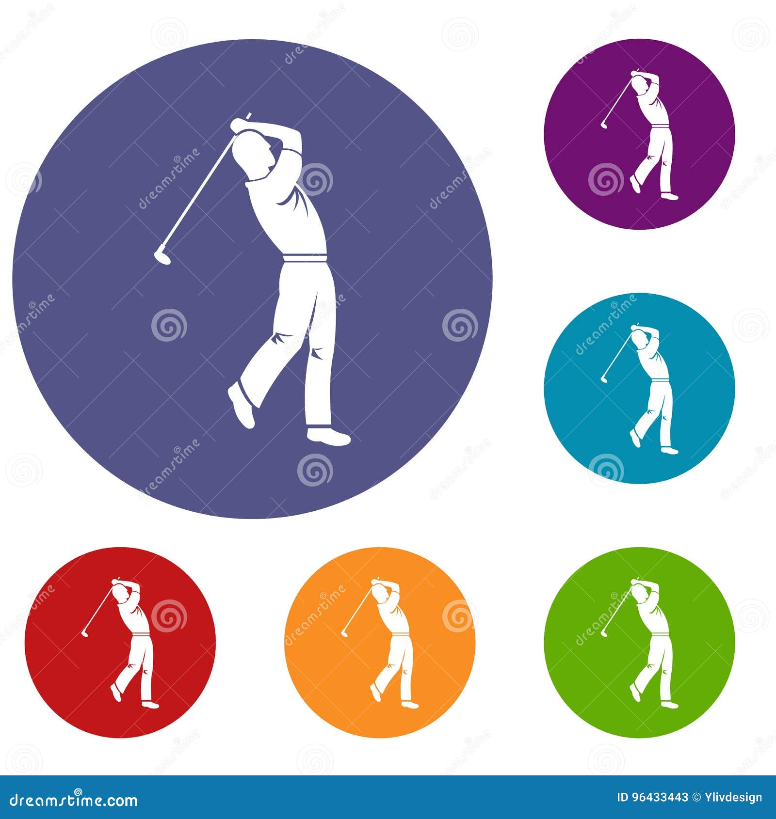 Golf player icons set stock vector. Illustration of golfing - 96433443