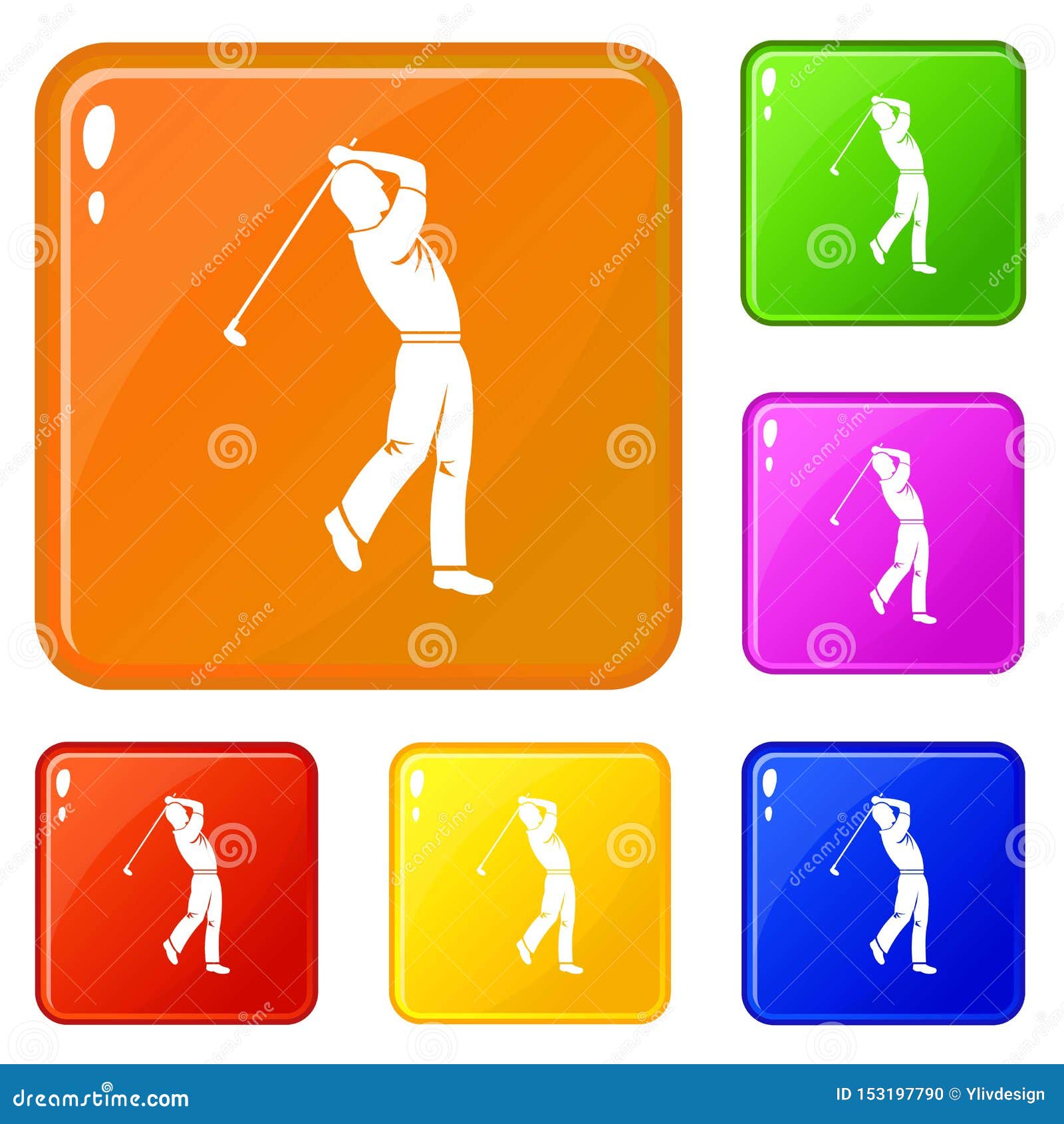 Golf Player Icons Set Vector Color Stock Vector - Illustration of ...