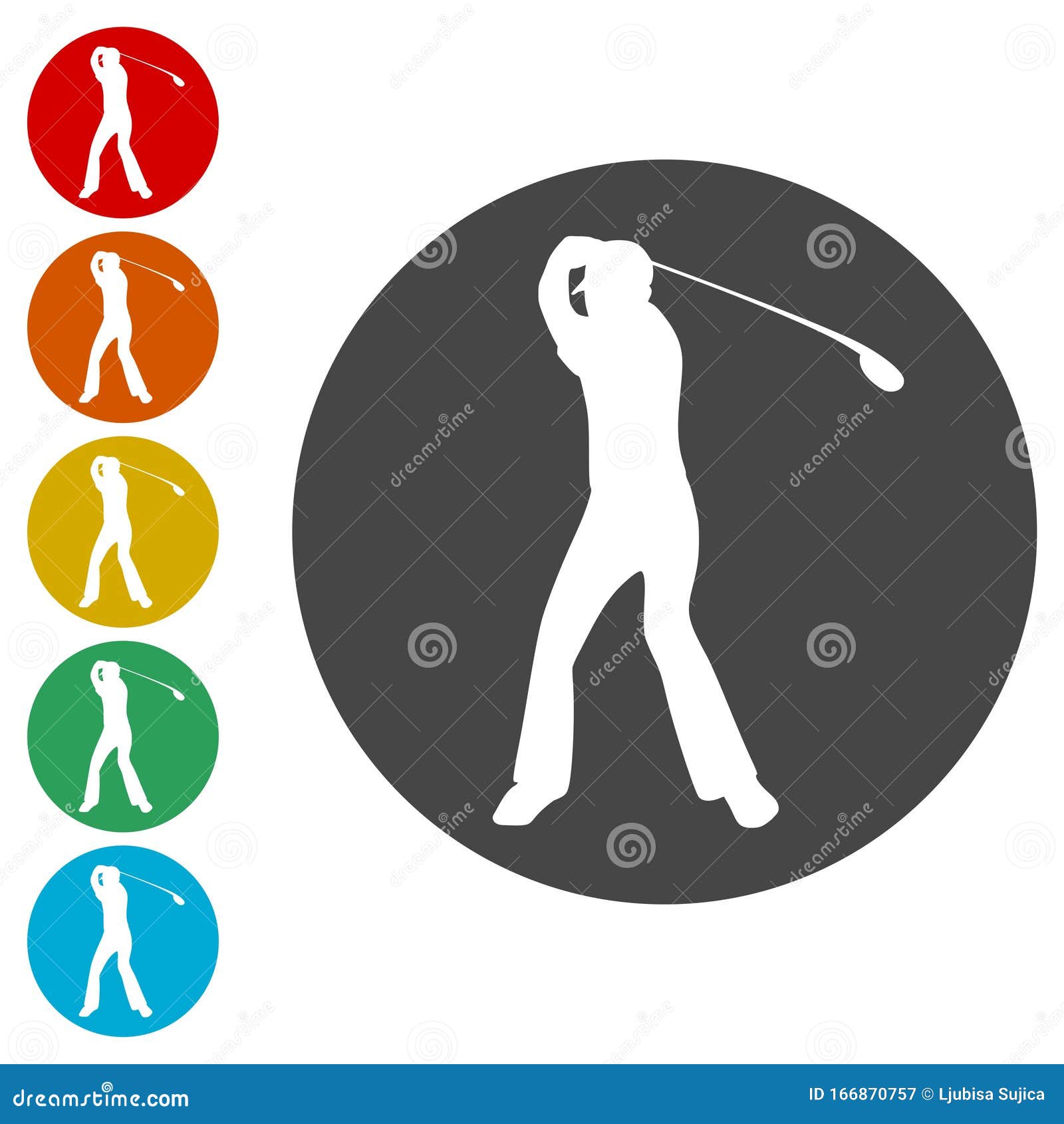 Golf player icons set stock vector. Illustration of curve - 166870757