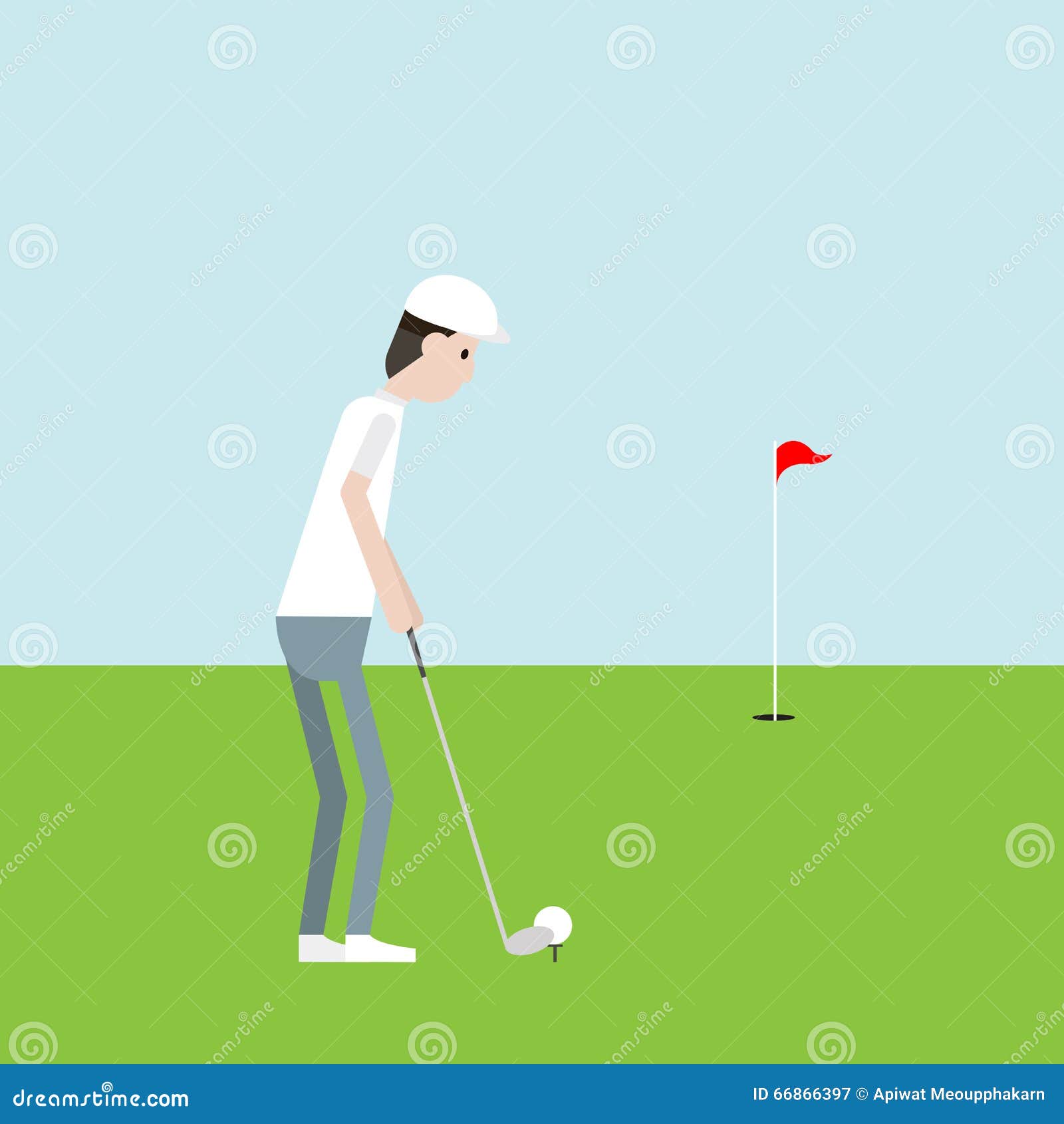 Golf Player is Playing Golf Stock Vector - Illustration of green ...