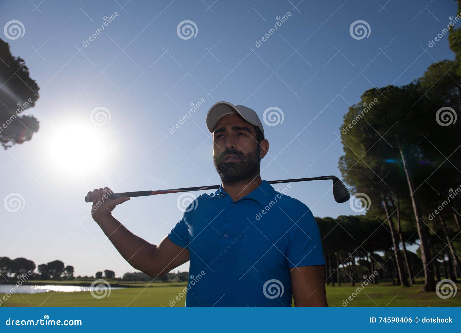 Golf player portrait stock photo. Image of flare, manager - 74590406
