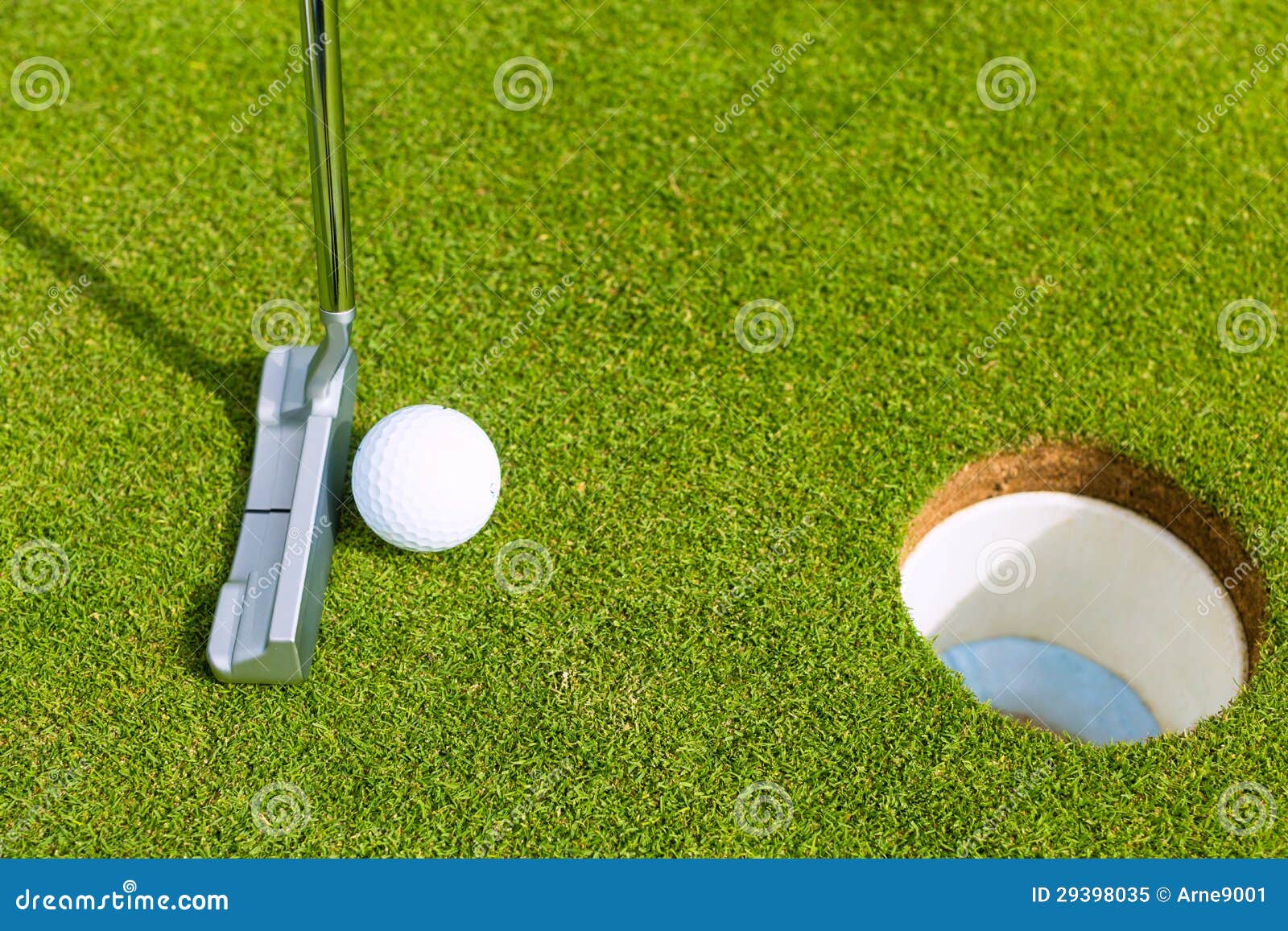 Golf Player Putting Ball in Hole Stock Image - Image of caucasian ...