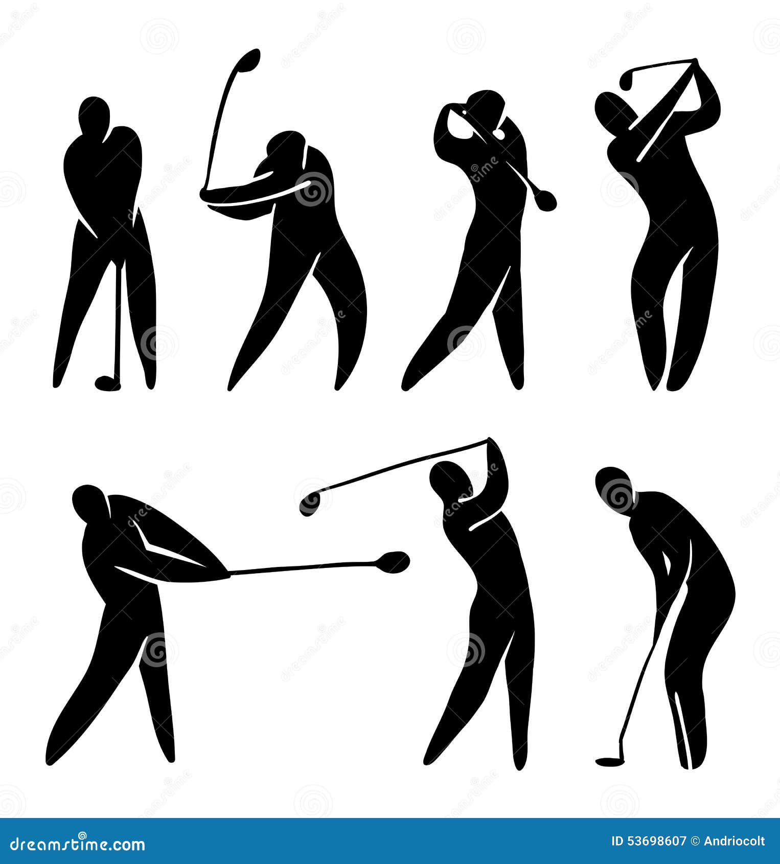 Golf Player Vector Logo, Abstract Black Silhouette Stock Illustration ...