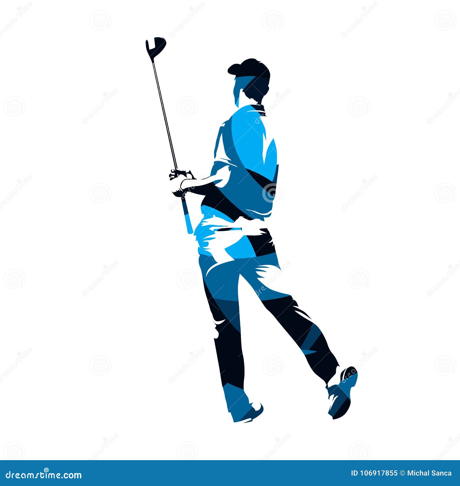 Golf Player Standing and Holding Driver in His Hands. Abstract B Stock ...