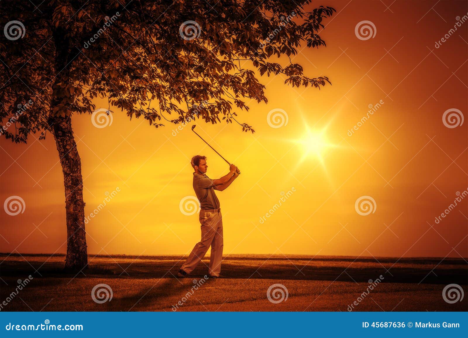 Golf player sunset stock photo. Image of healthy, lifestyle - 45687636