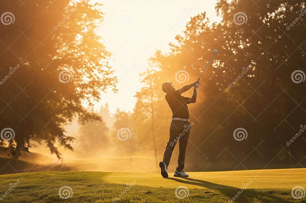 Golf Player Taking the Perfect Swing, AI Generated Stock Illustration ...