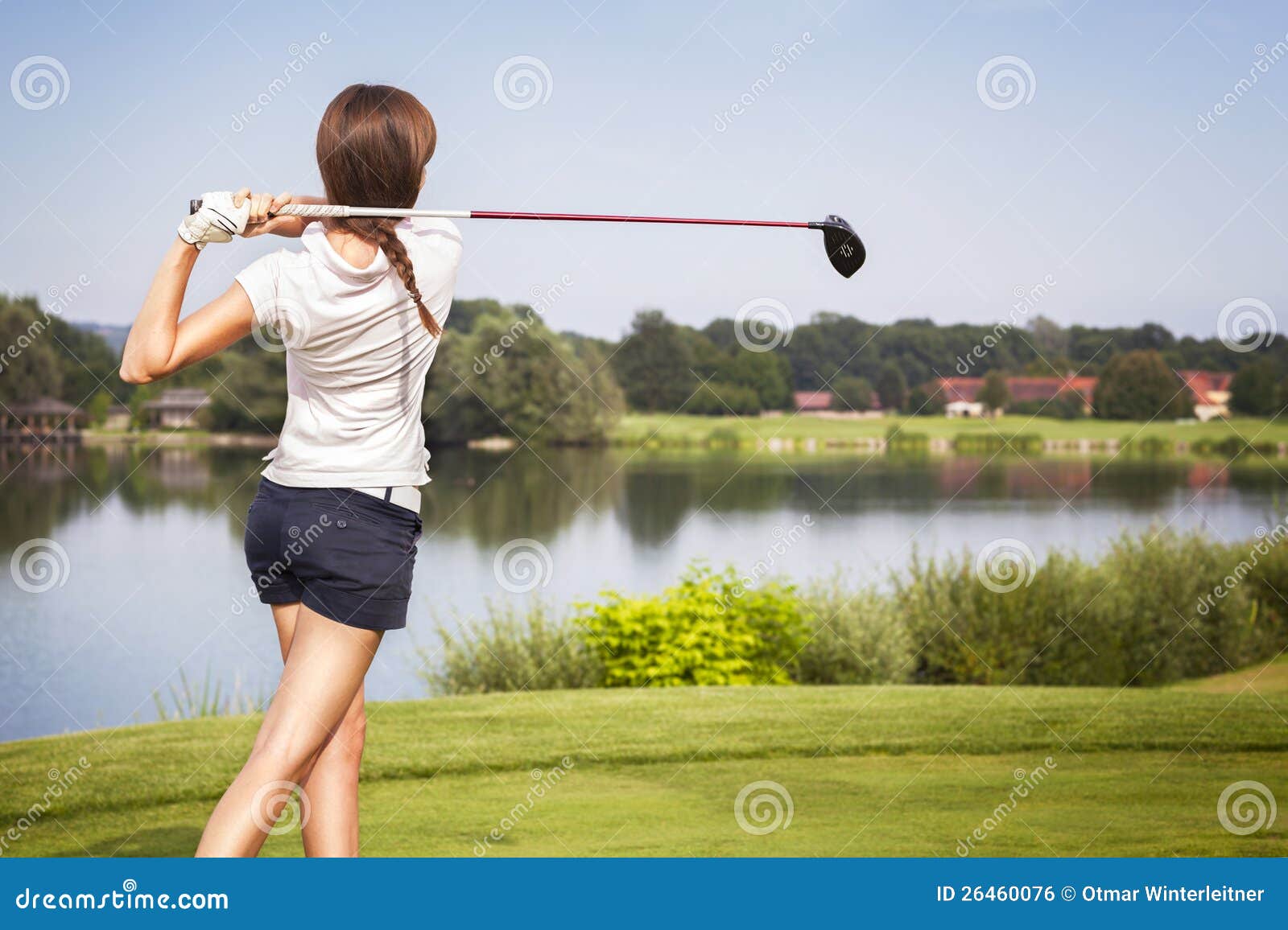 Golf player teeing off stock photo. Image of sport, female - 26460076
