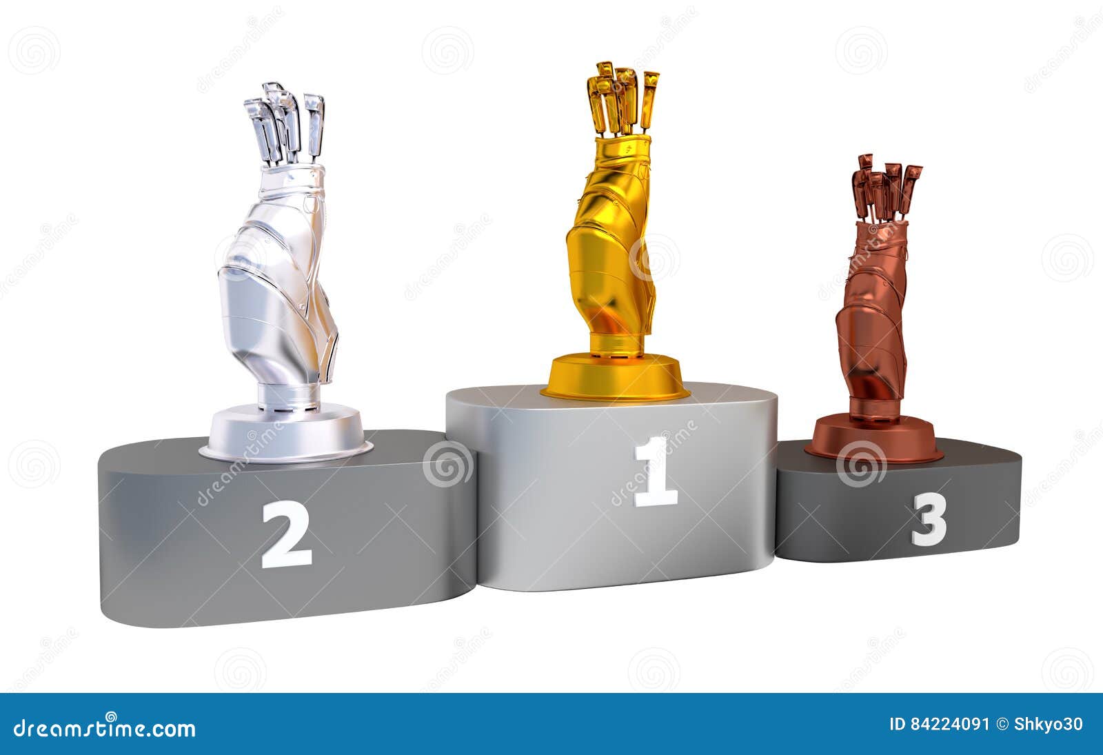 Golf Podium with Gold Silver and Bronze Trophy Stock Illustration ...