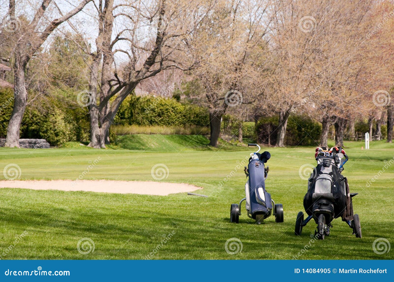 Golf pull carts stock image. Image of iron, sports, scorecard - 14084905