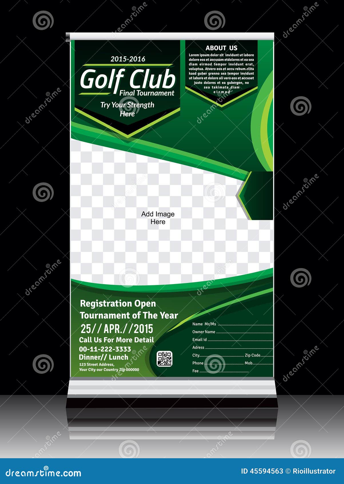 Golf Roll up Banner stock vector. Illustration of advertisement - 45594563