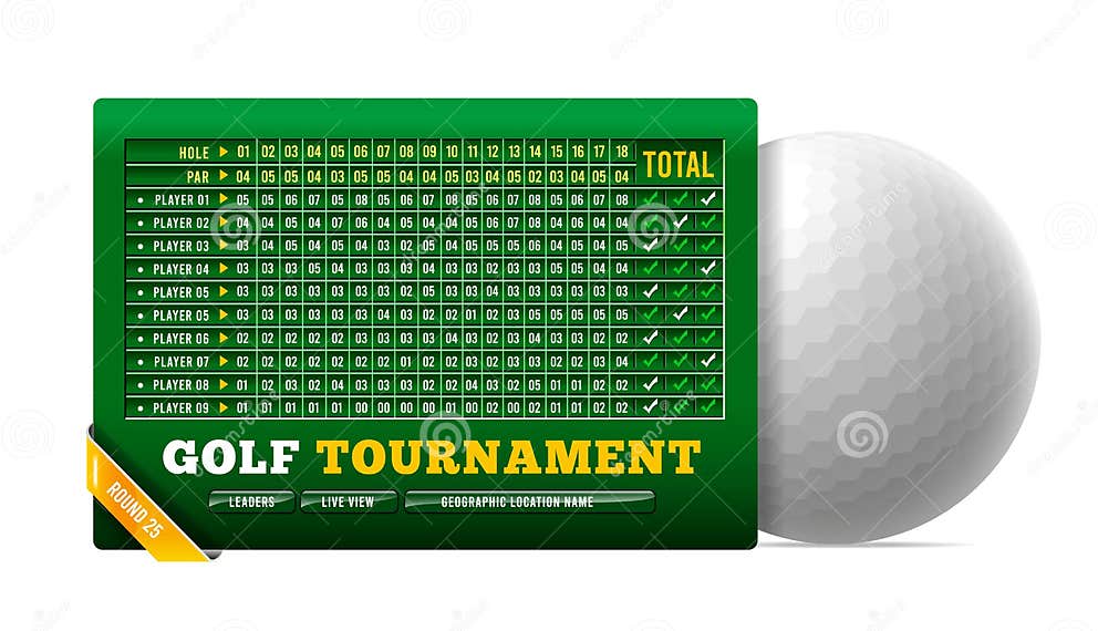 Golf Scoreboard, Vector Illustration with Golf Ball on Background Stock ...