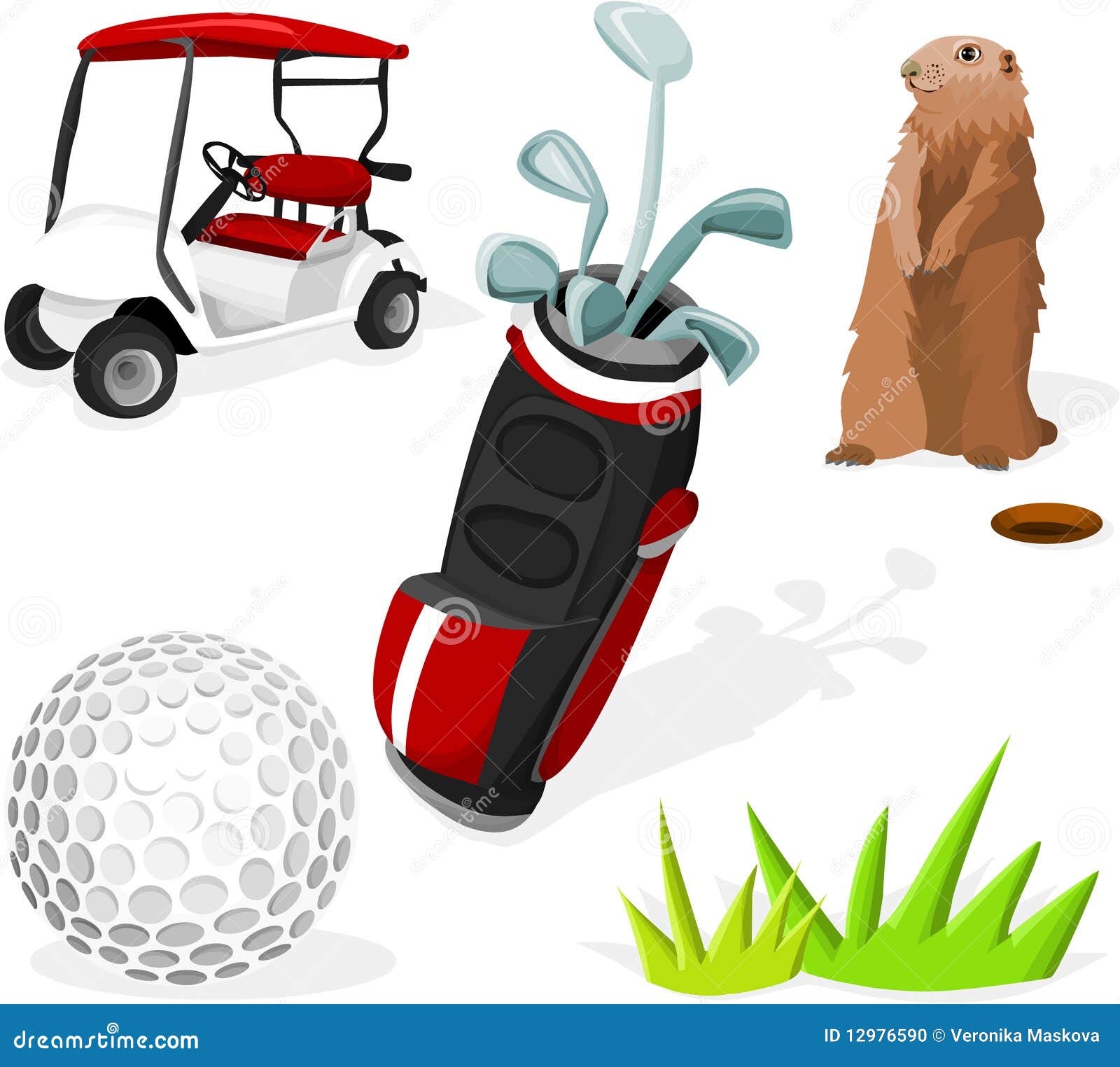 Golf set stock vector. Illustration of golf, summer, putter - 12976590