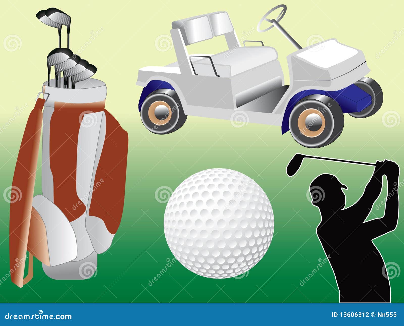 Golf set stock vector. Illustration of area, game, relax - 13606312
