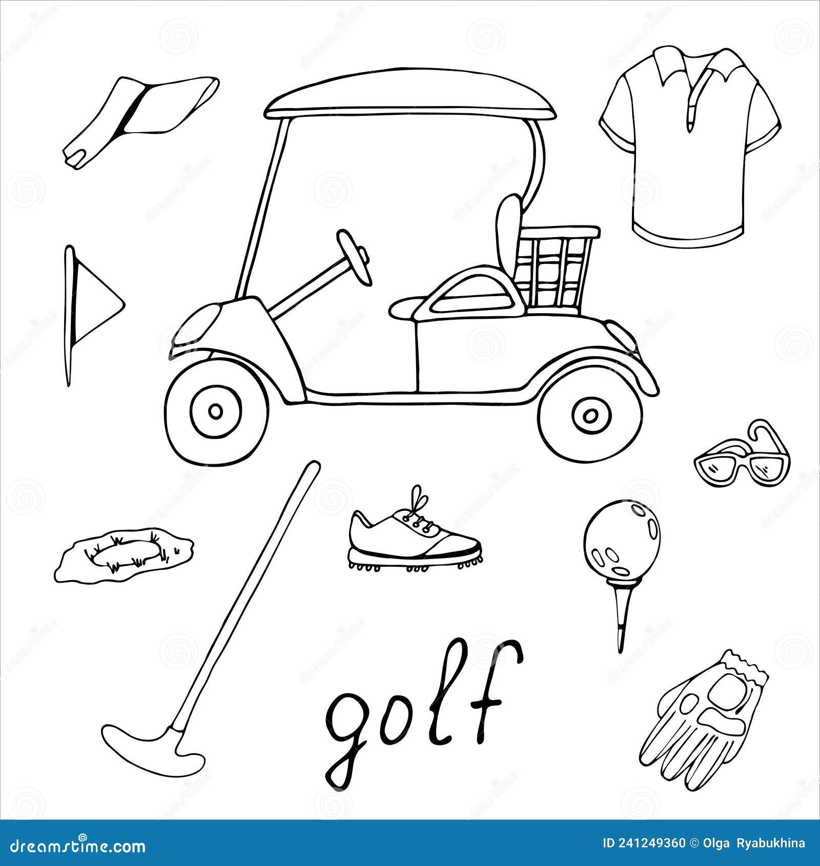 Golf Set. Doodles. Vector 2 Stock Vector - Illustration of relaxation ...