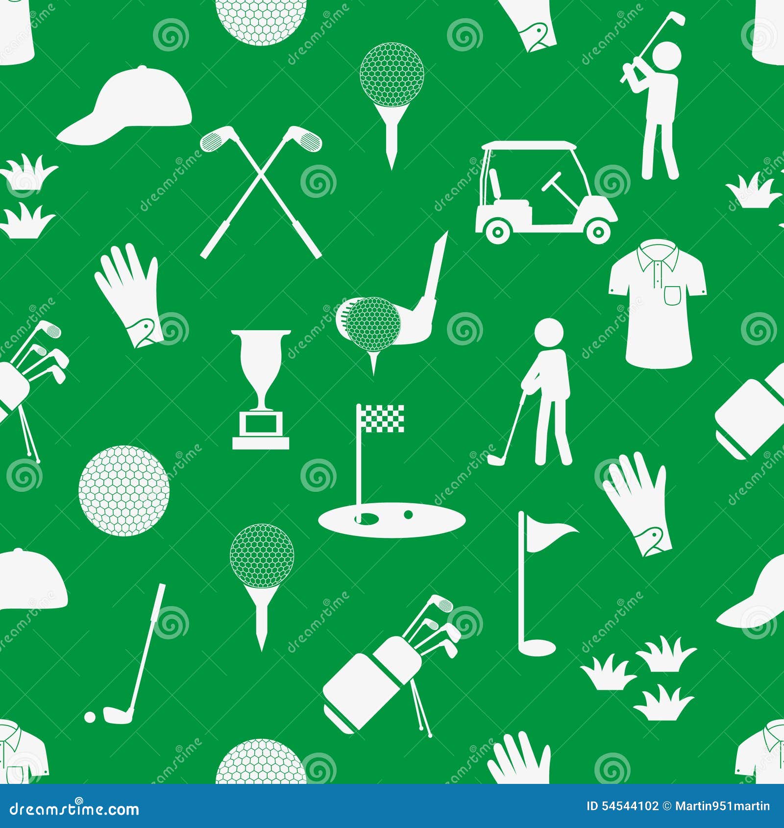 Golf Sport Simple White and Green Seamless Pattern Eps10 Stock Vector ...