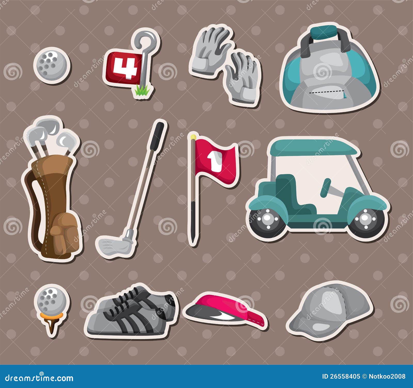 Golf stickers stock vector. Illustration of character - 26558405