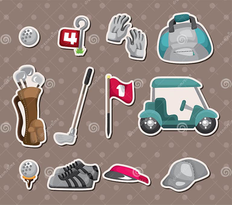 Golf stickers stock vector. Illustration of character - 26558405