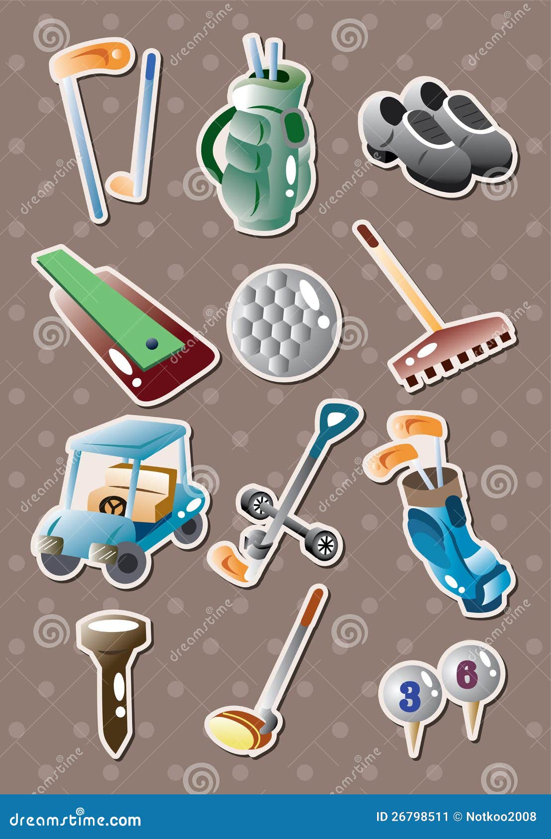 Golf stickers stock vector. Illustration of golf, adorable - 26798511