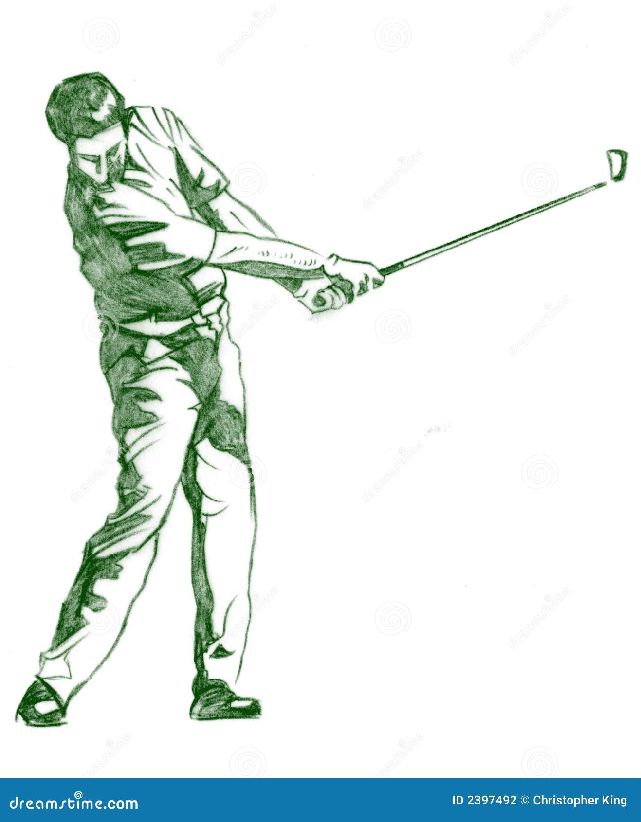 The Golf Swing Pose stock illustration. Illustration of sketch - 2397492