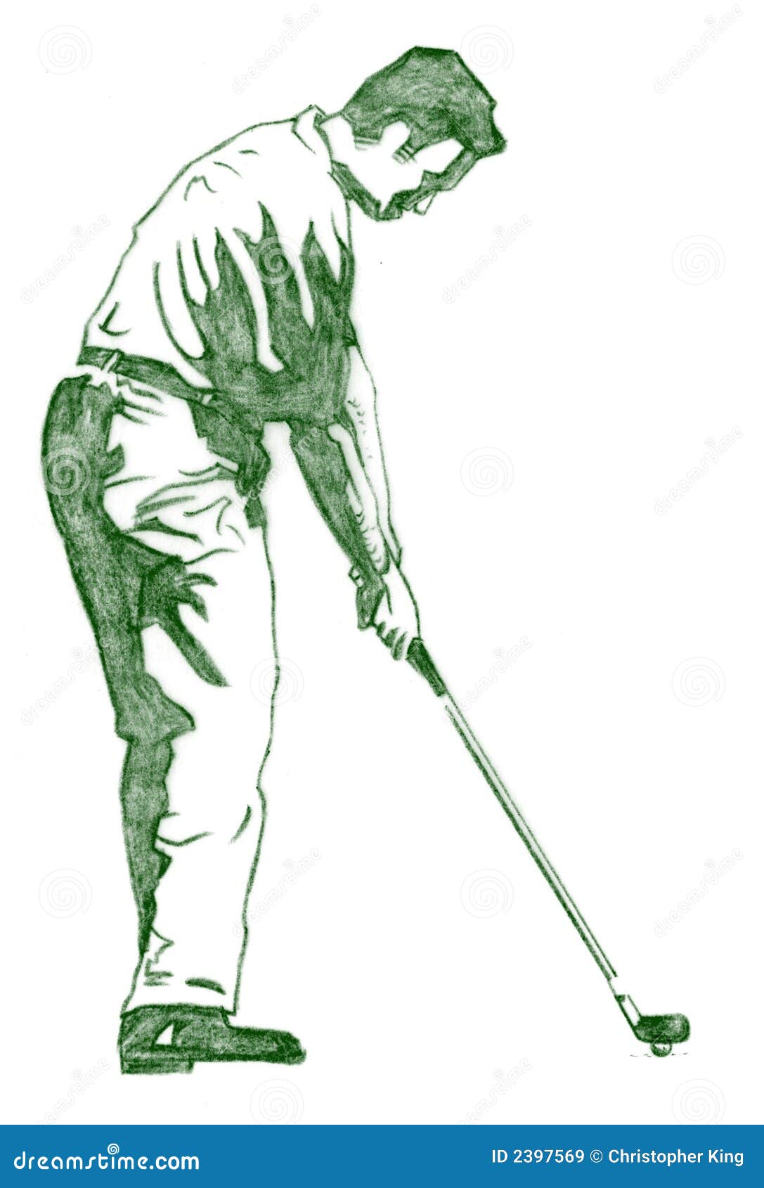 The Golf Swing Pose stock illustration. Illustration of green - 2397569