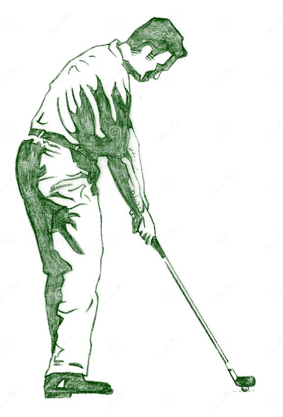 The Golf Swing Pose stock illustration. Illustration of green - 2397569