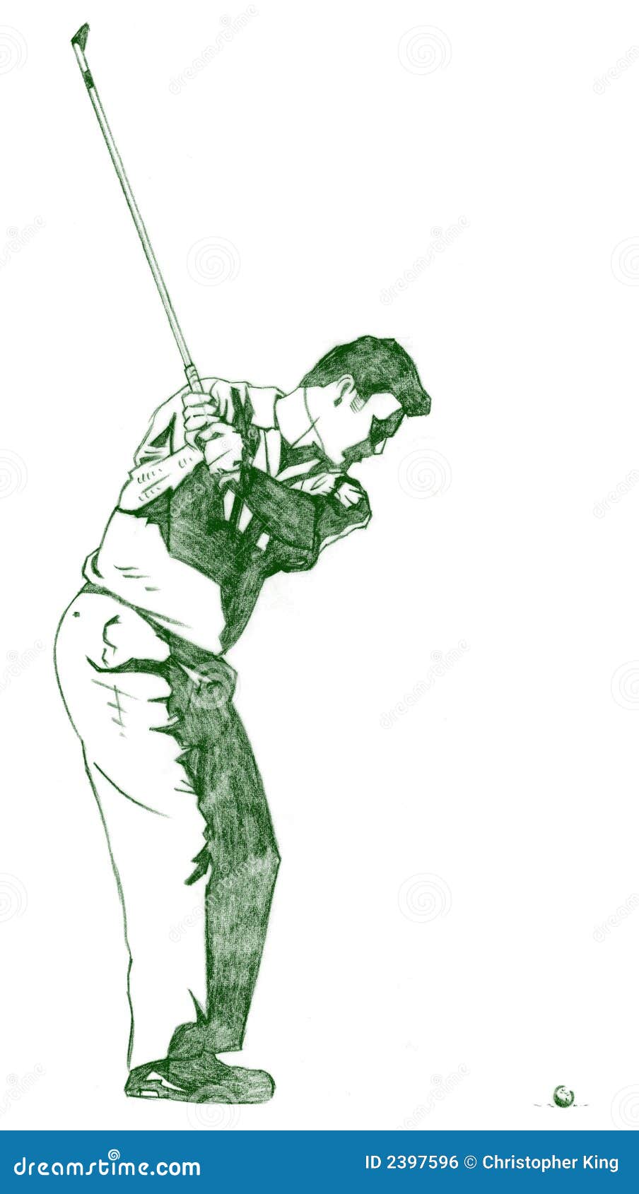 The Golf Swing Pose stock illustration. Illustration of drawing - 2397596