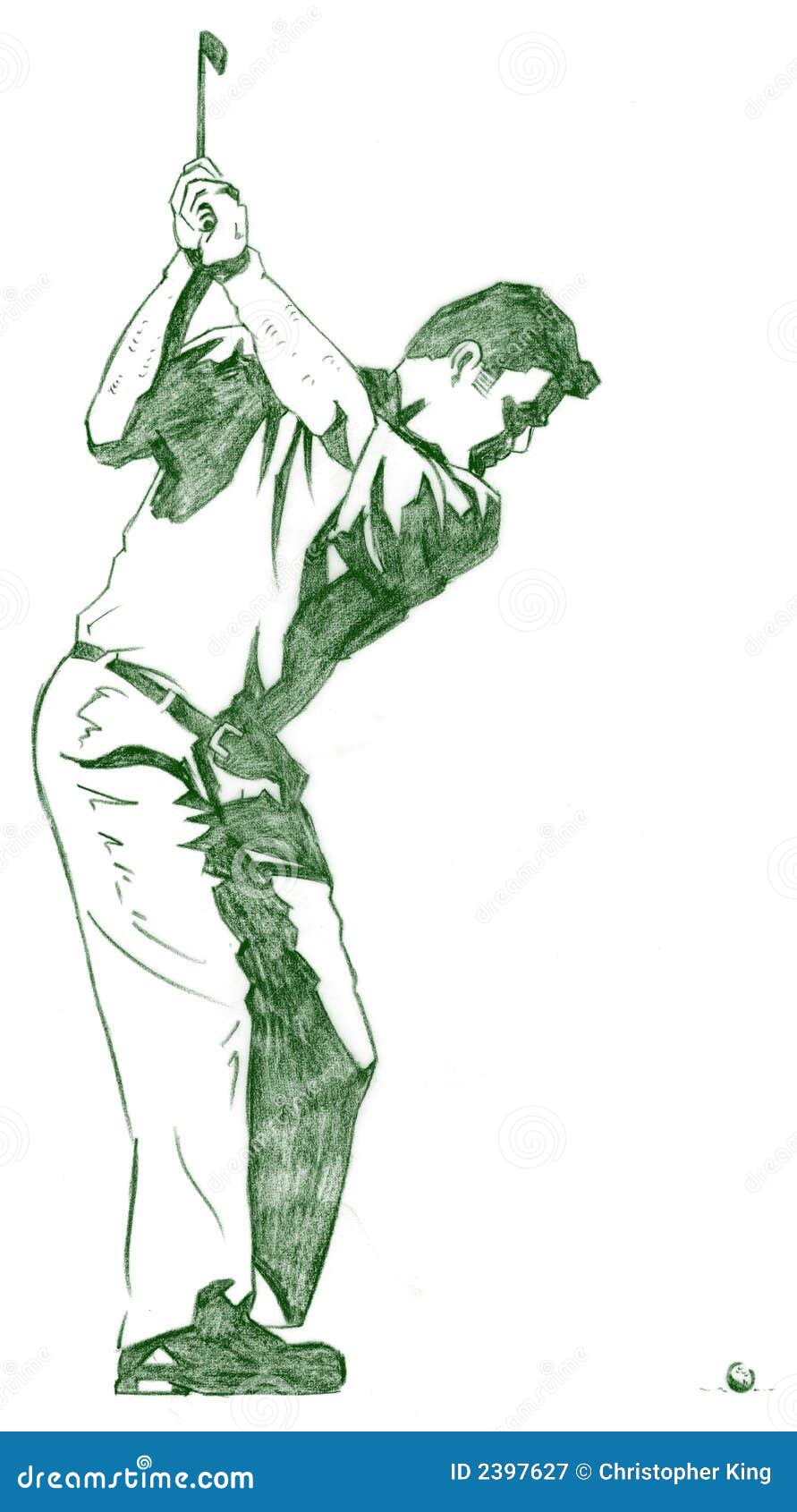The Golf Swing Pose stock illustration. Illustration of fairway - 2397627
