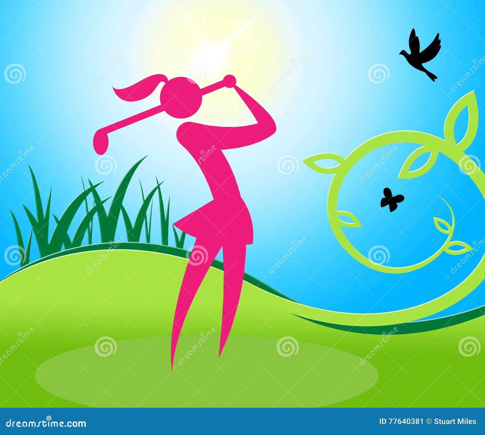 Golf Swing Woman Shows Women Golfer and Golfing Stock Illustration ... Golf Swing Woman Shows Women Golfer and Golfing Stock Illustration ...