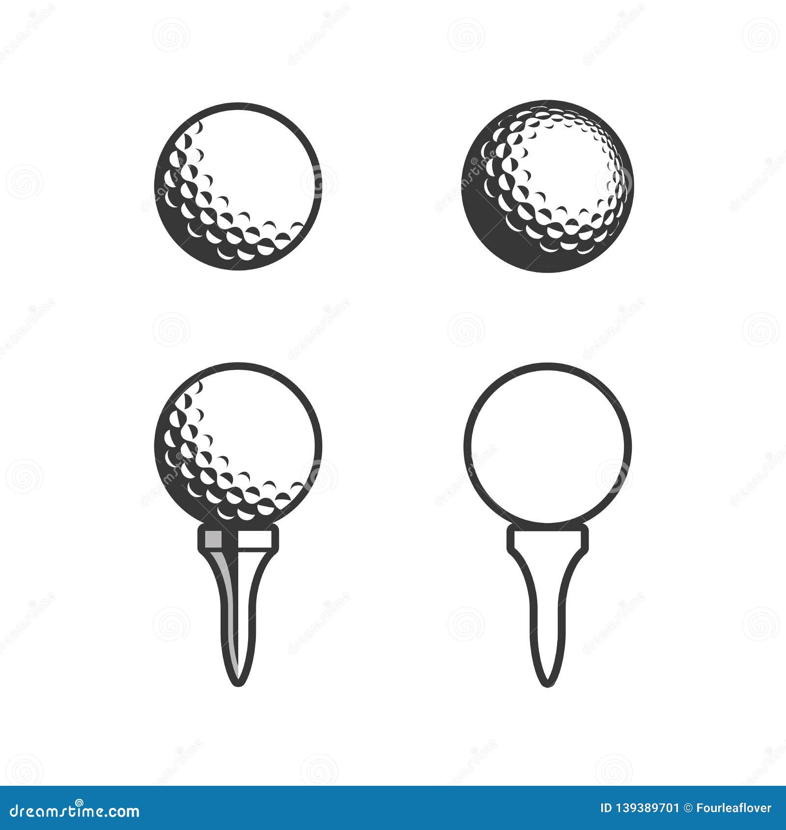 Golf Tee and ball Icon stock vector. Illustration of clip - 139389701